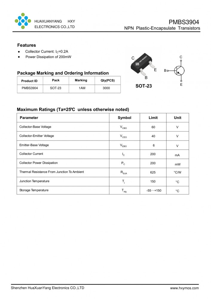 PMBS3904-HXY datasheet page 1