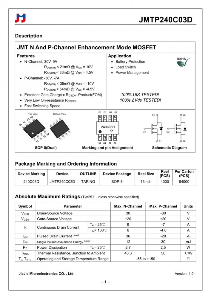 JMTP240C03D datasheet page 1