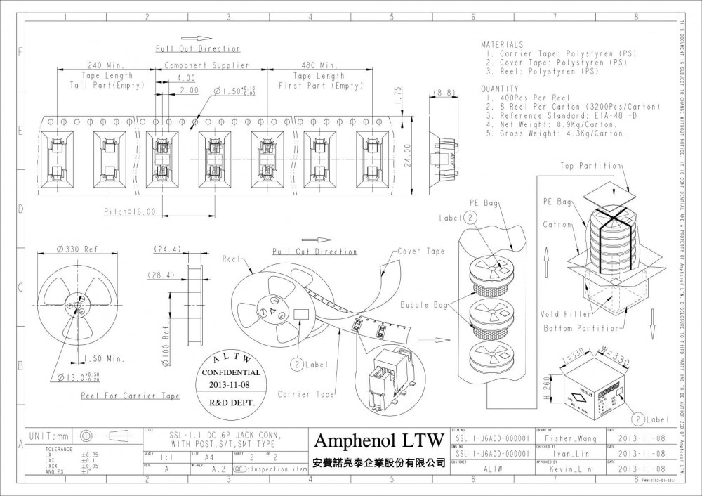 Amphenol SSL11-J6A00-000001 technical drawing page 2