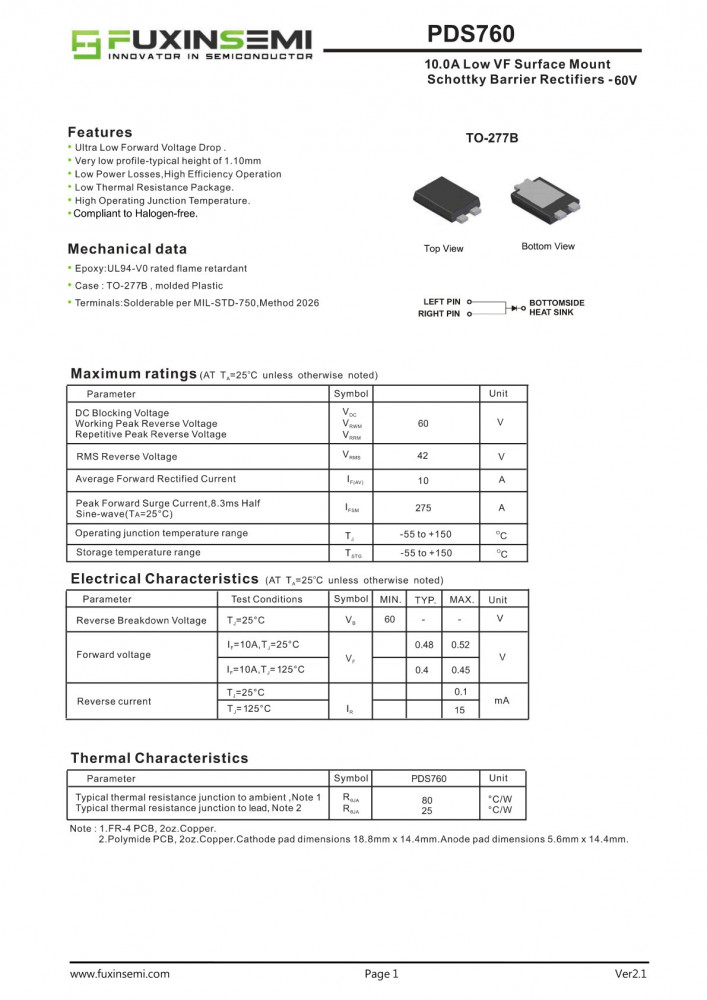 PDS760 datasheet page 1