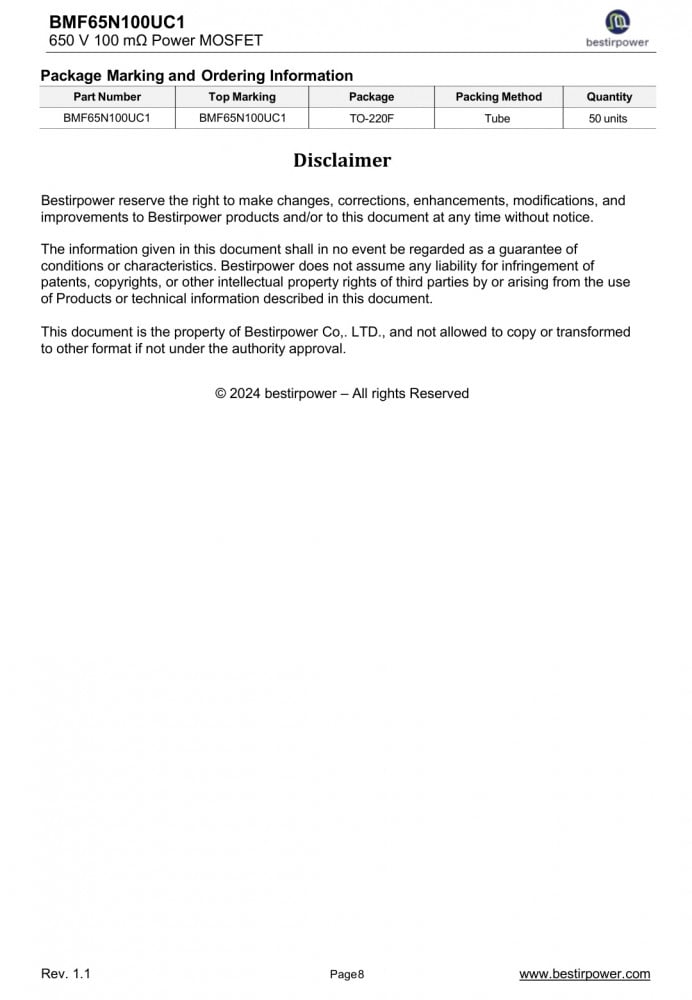 BMF65N100UC1 datasheet page 8