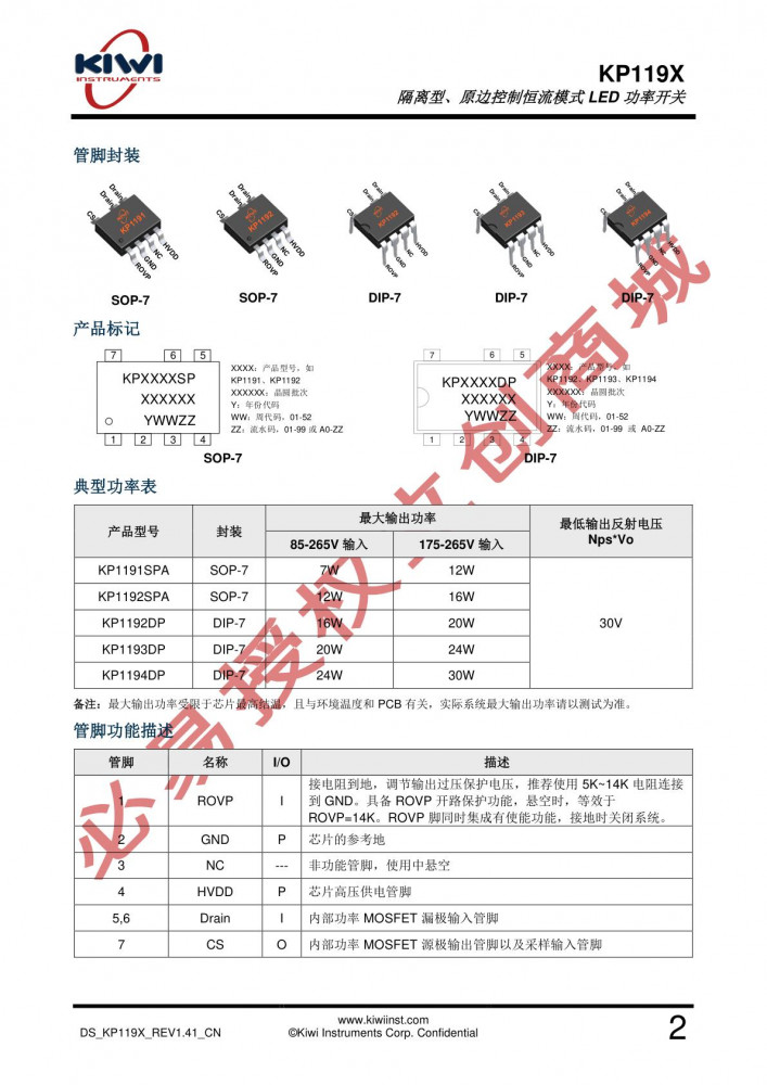 KP1192SPA datasheet page 2