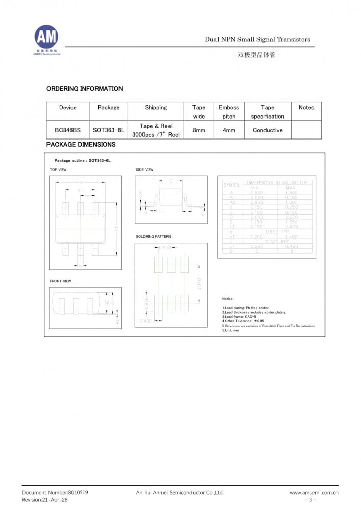 BC846BS datasheet page 3