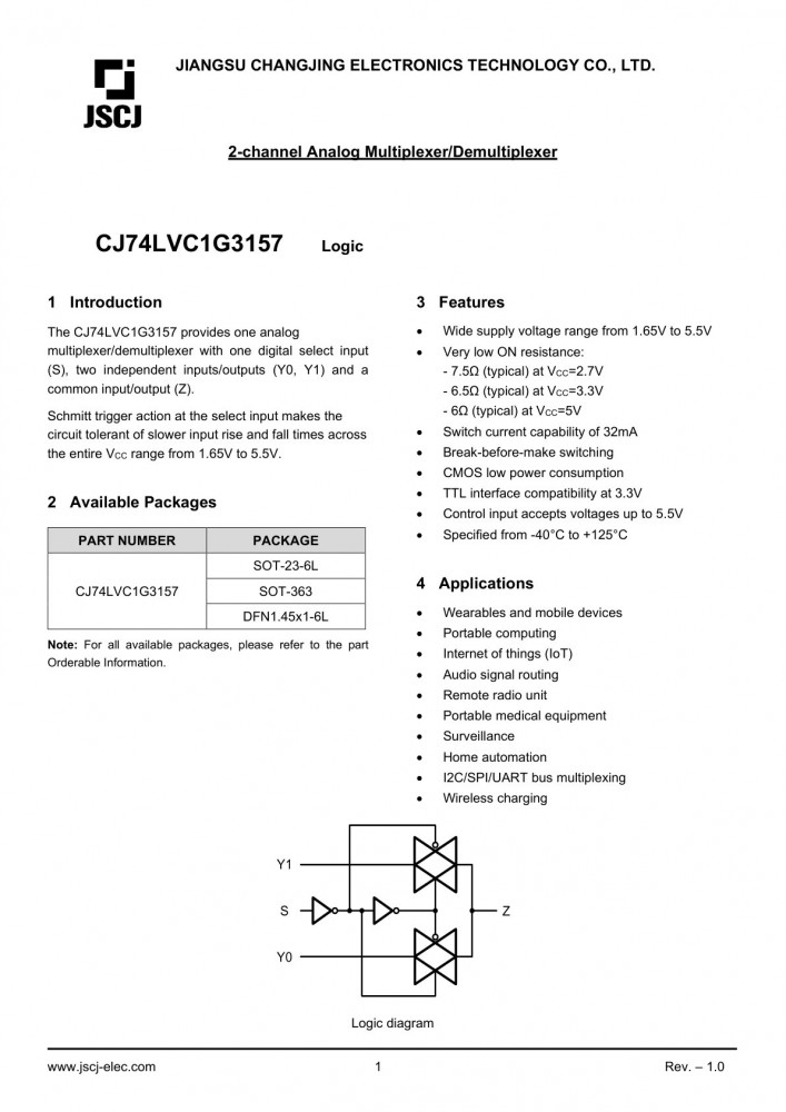 CJ74LVC1G3157M6N datasheet page 1