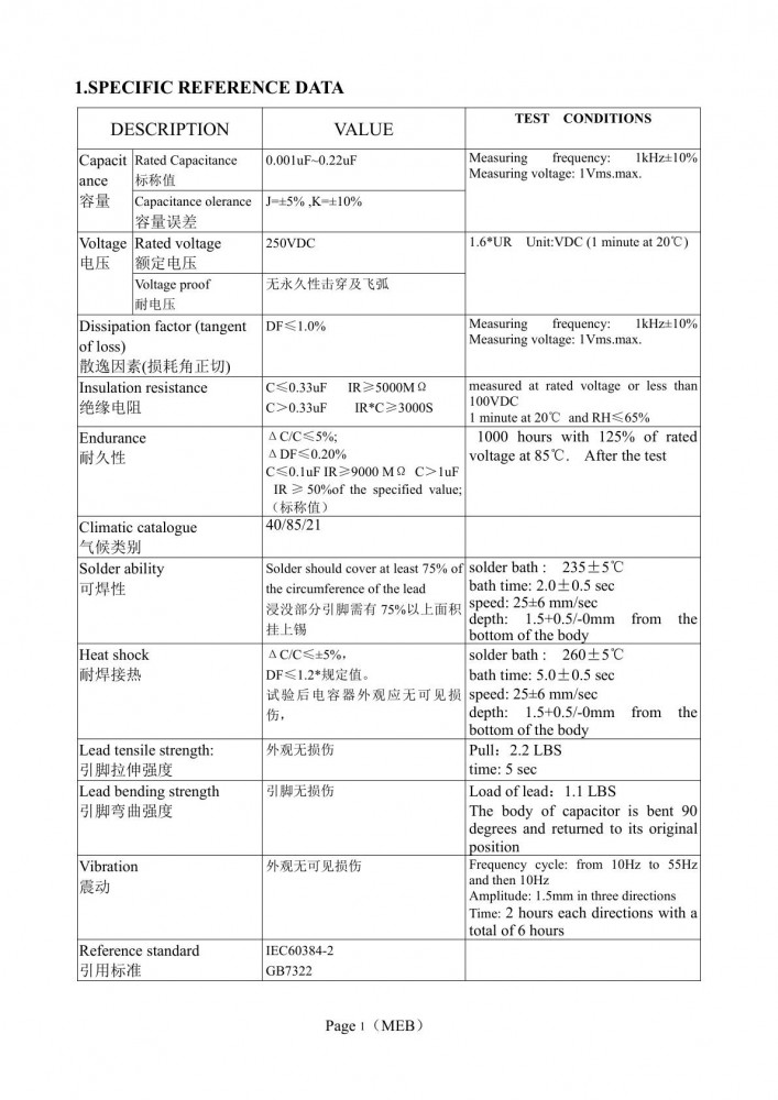 Jimson MEB specification page 2