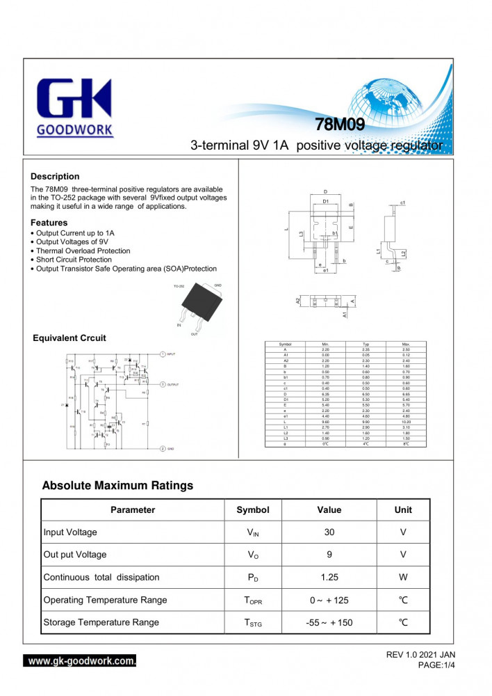 GOODWORK 78M09 datasheet page 1