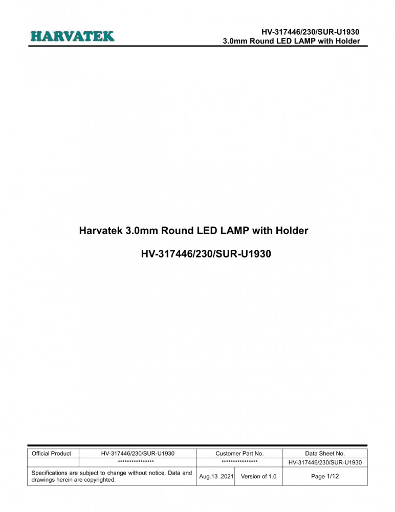 HV-317446-230-SUR-U1930 datasheet page 1