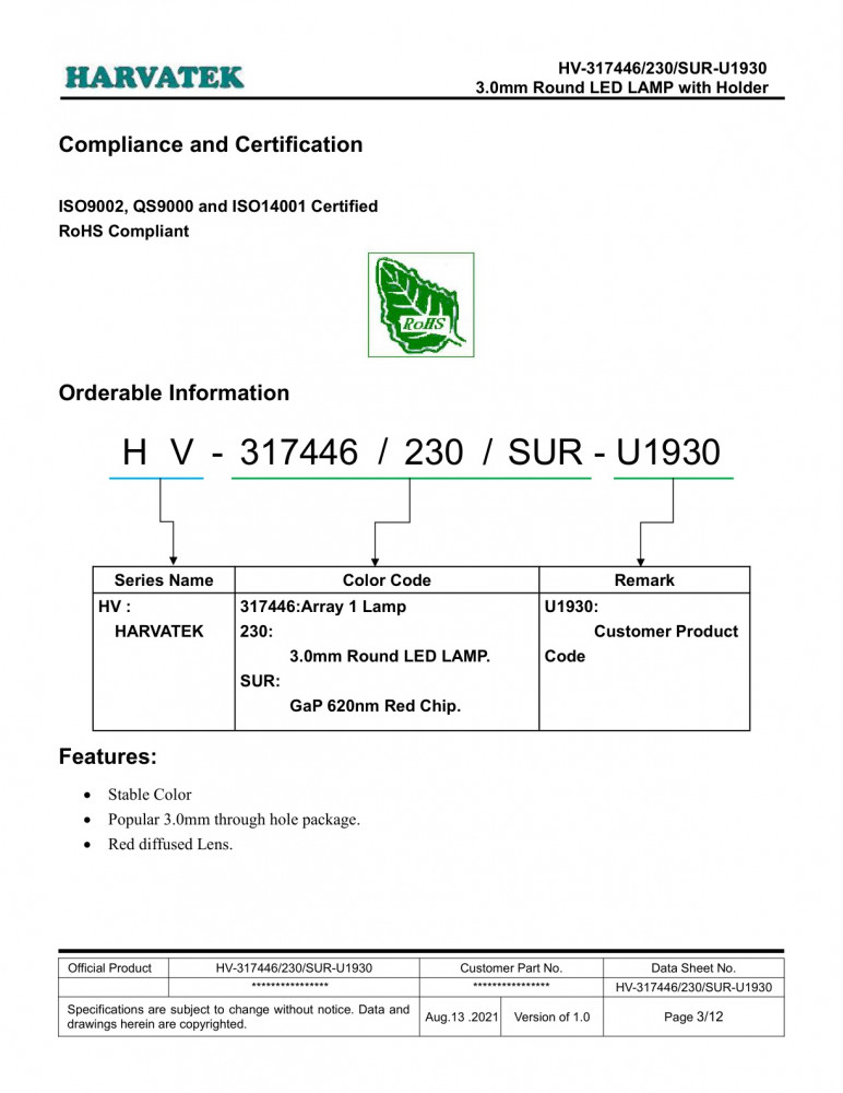 HV-317446-230-SUR-U1930 datasheet page 3