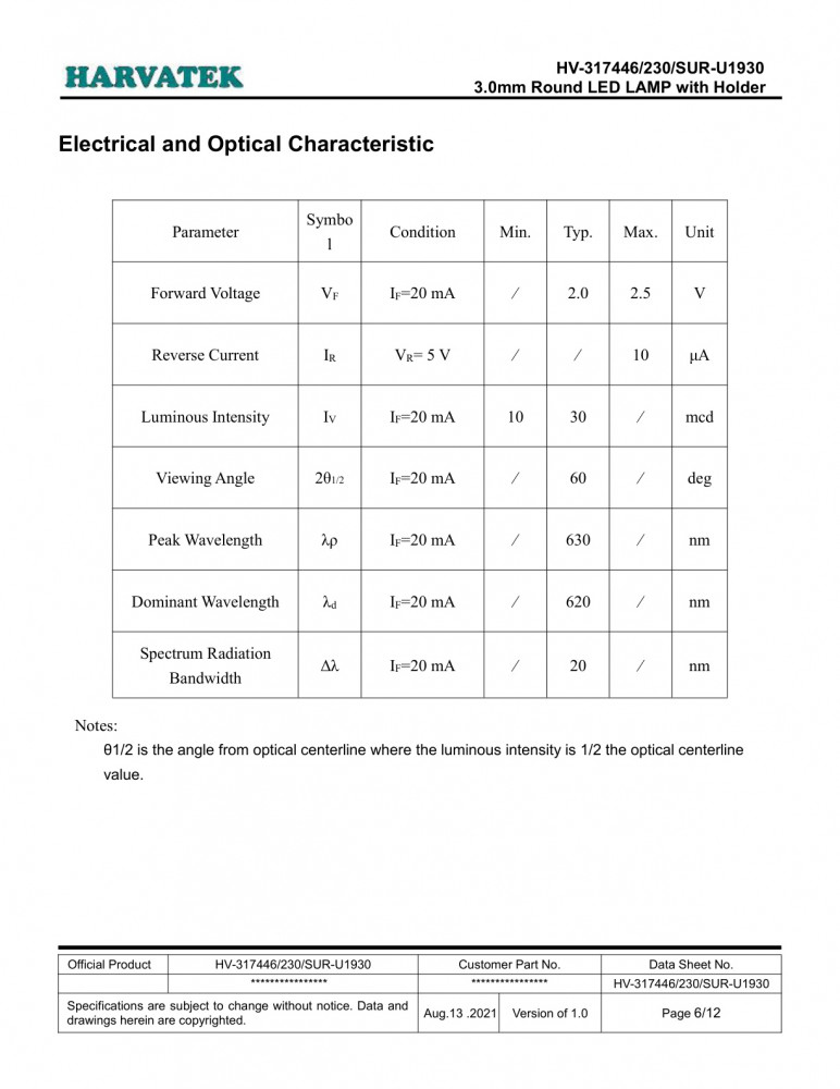 HV-317446-230-SUR-U1930 datasheet page 6