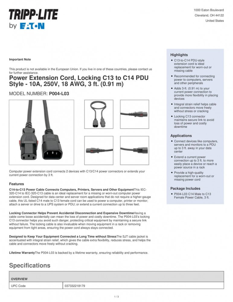 P004-L03 technical document page 1