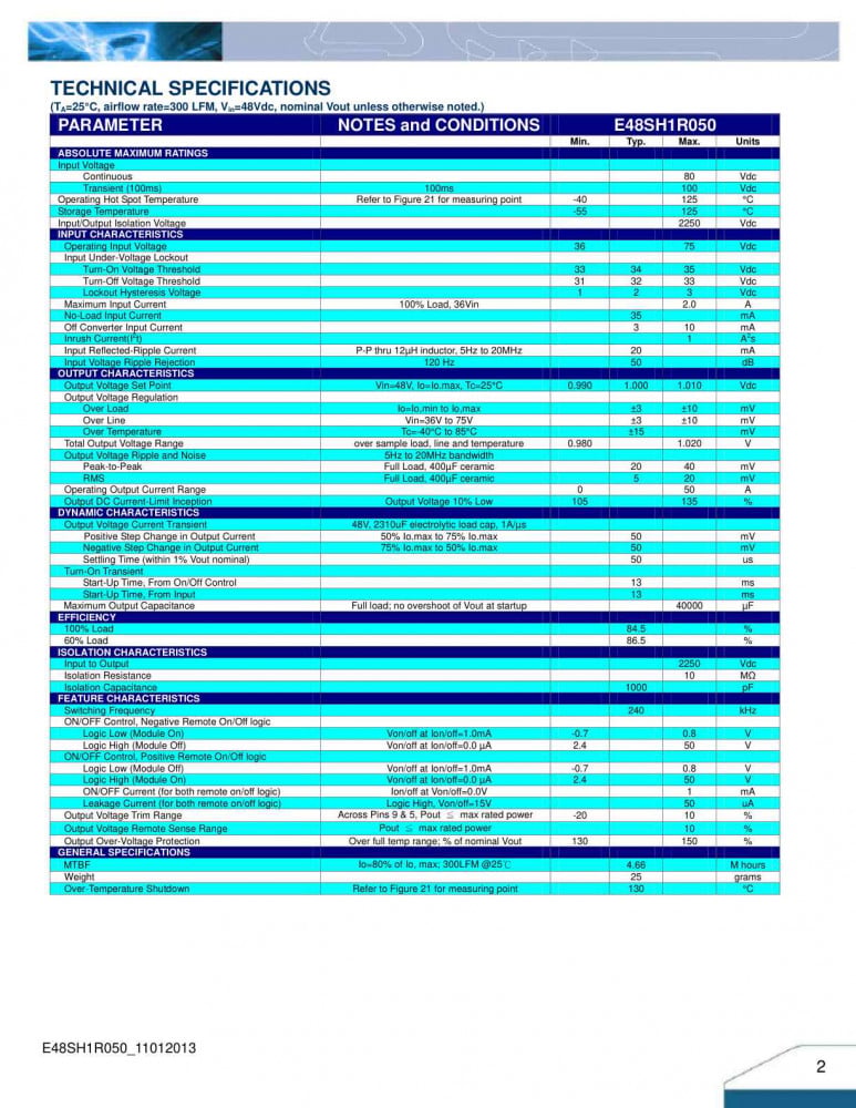 DELTA E48SH datasheet page 2