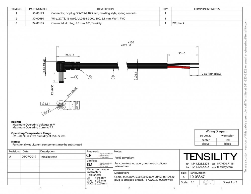 Technical drawing for Tensility International model 10-03367