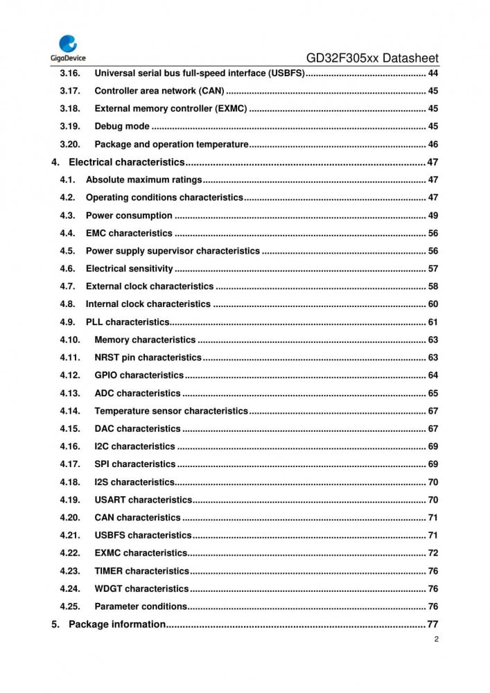 GD32F305xx datasheet page 3