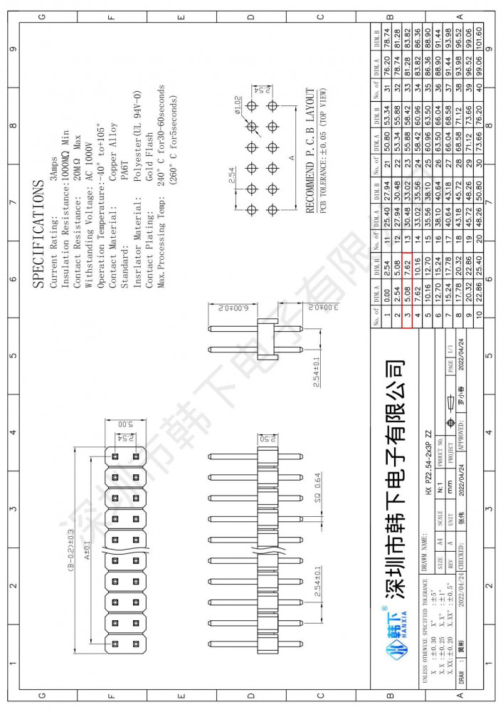 HX PZ2.54-2x3P ZZ document page 1