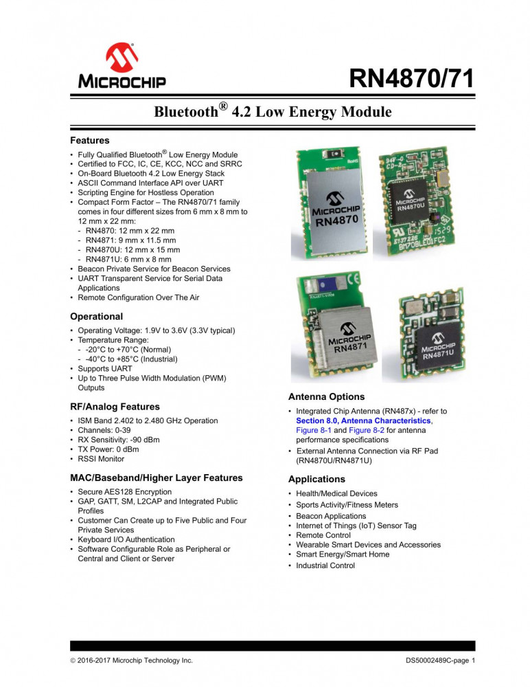 RN4871 technical document page preview 1