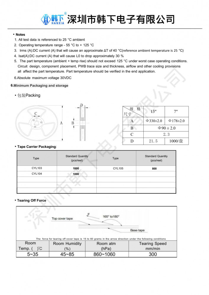 HX CYL104R-68UH technical document page 4