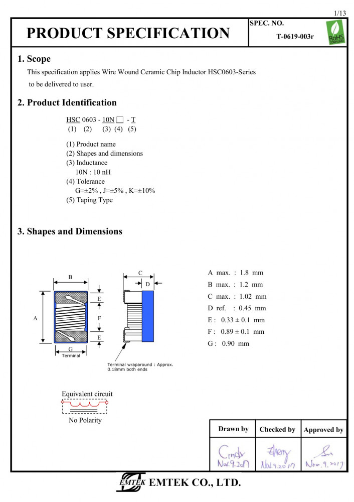 EMTEK HSC0603 specification page 2