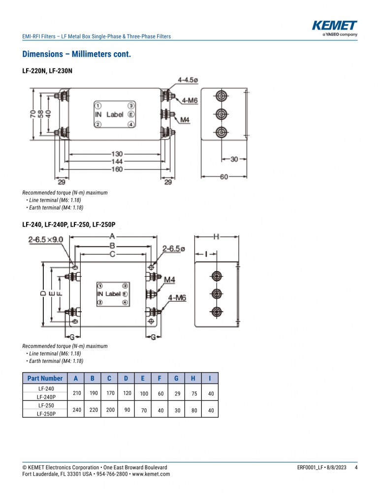 KEMET LF series datasheet page 4