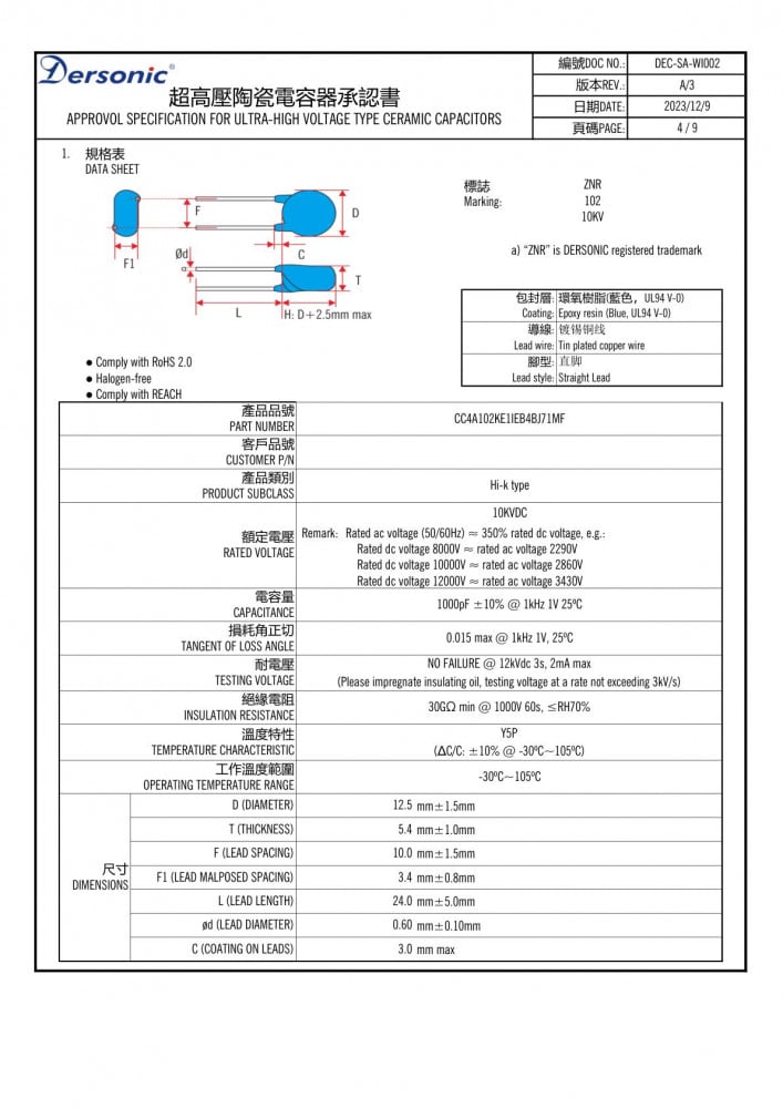 Dersonic approval specification page 5
