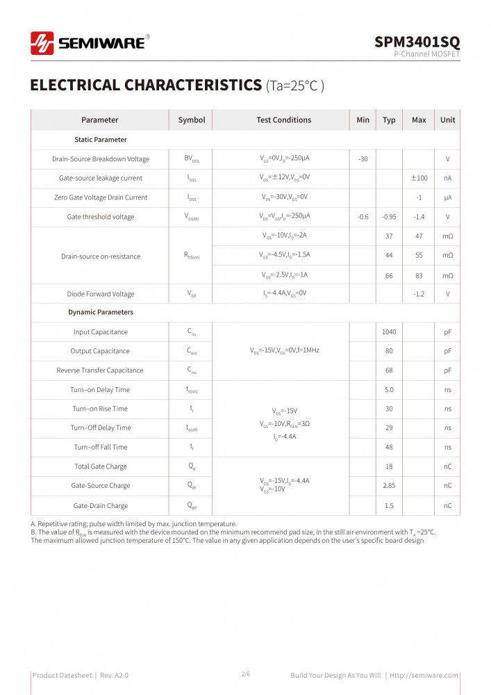 SPM3401SQ datasheet page 2