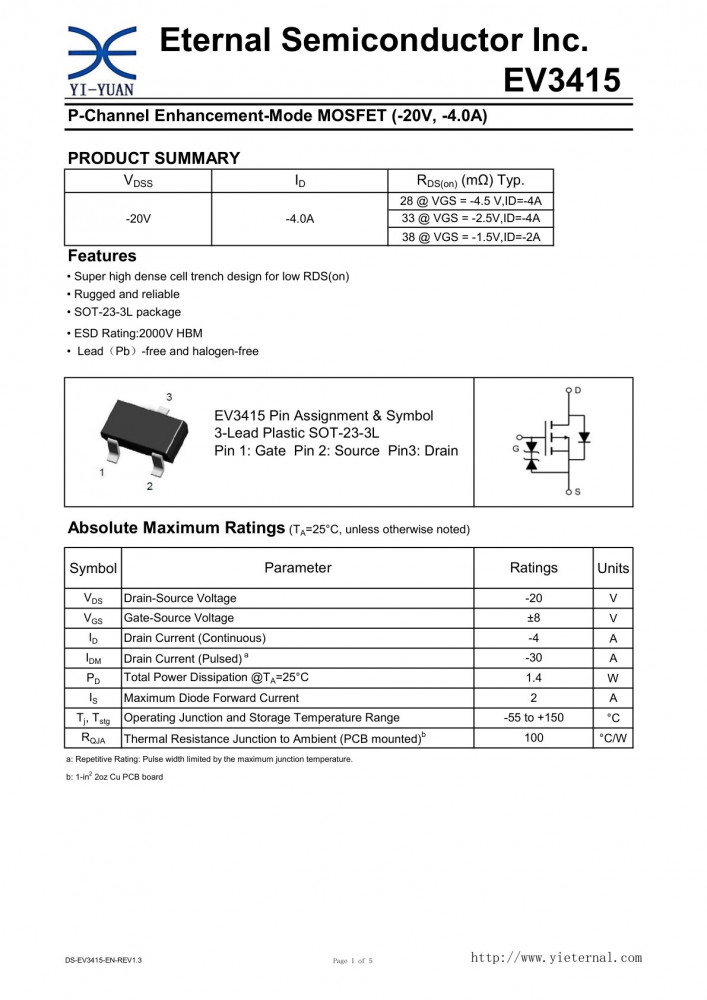 EV3415 datasheet page 1