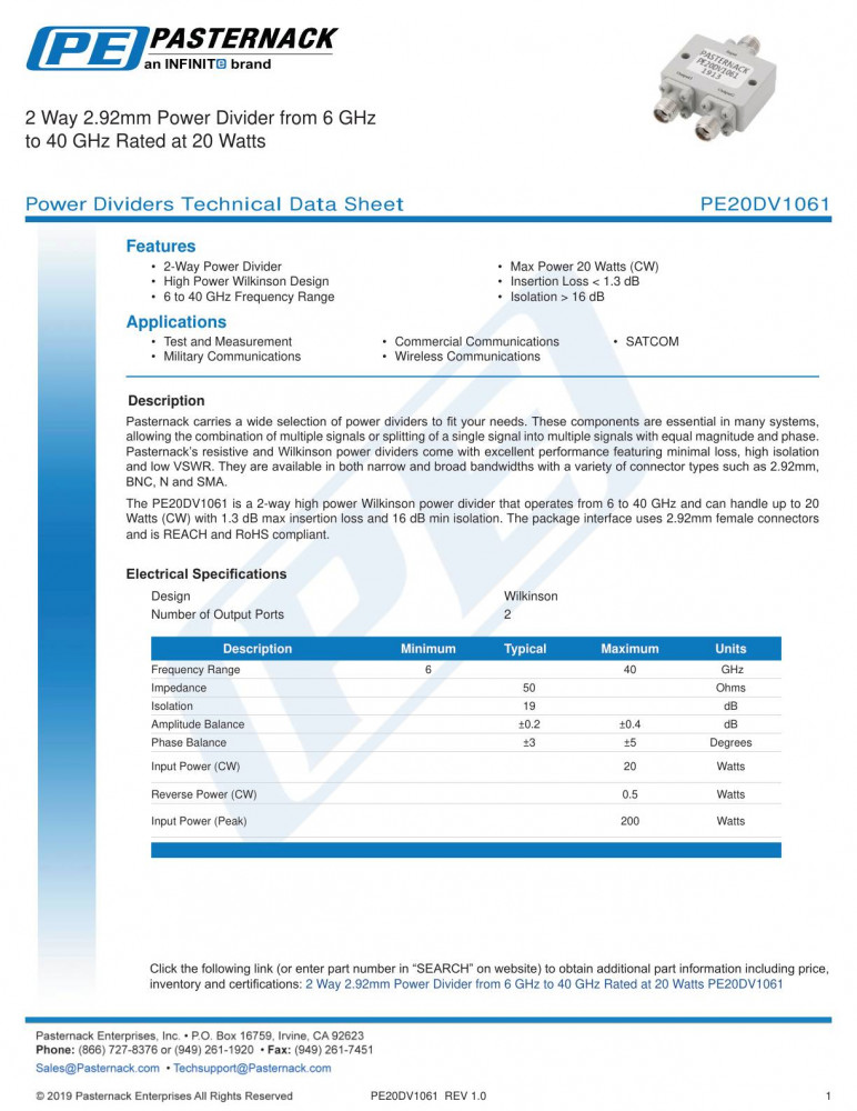 PE20DV1061 technical document page 1