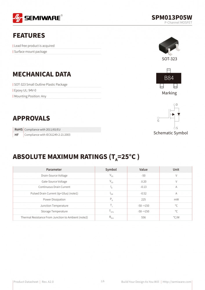 SPM013P05W datasheet page 1