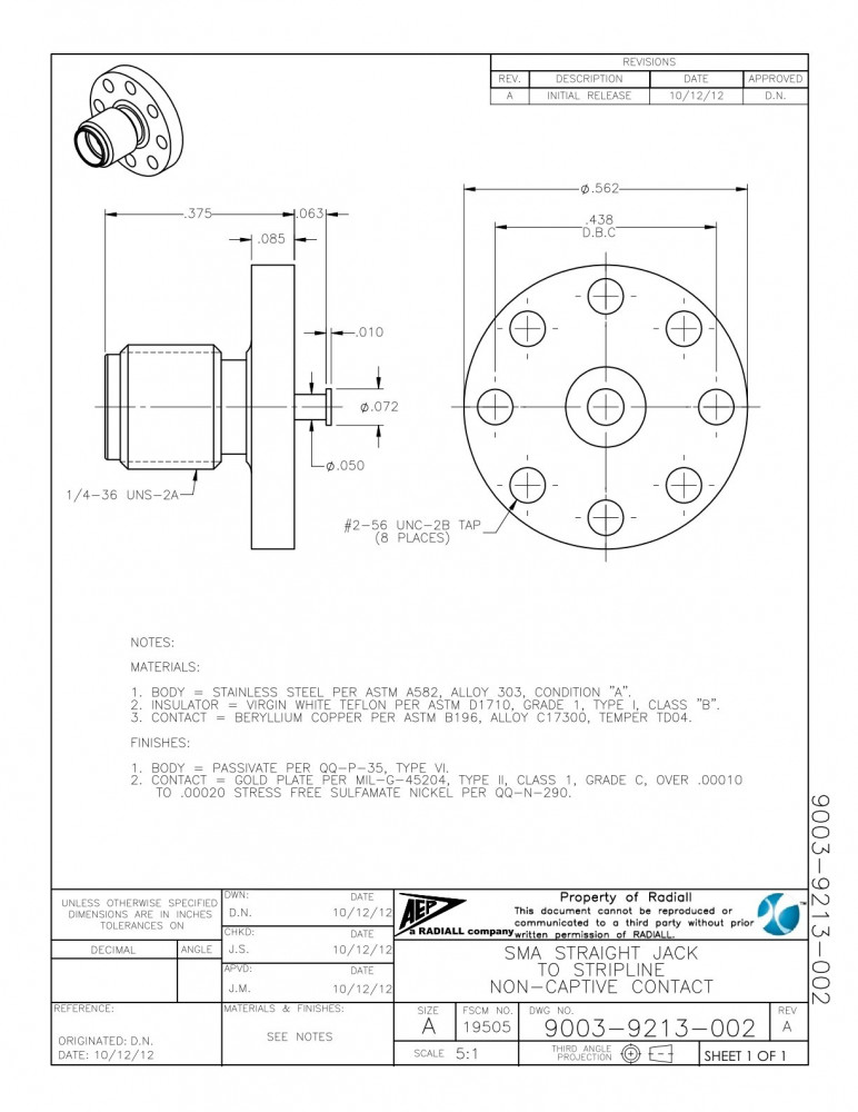 Radiall 9003-9213-002 technical drawing preview