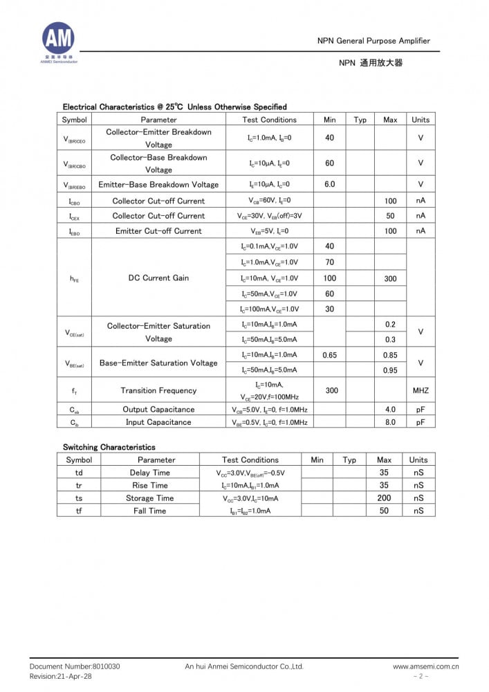 MMBT3904T datasheet page 2