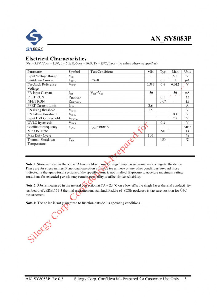 SY8083P datasheet page 3