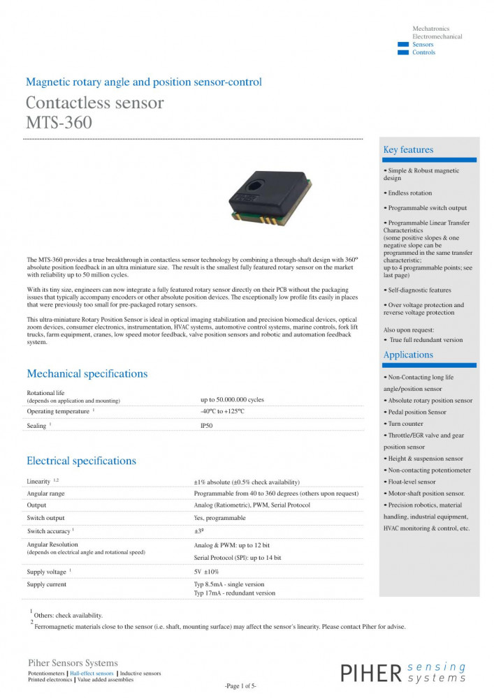 MTS-360 technical document page 1