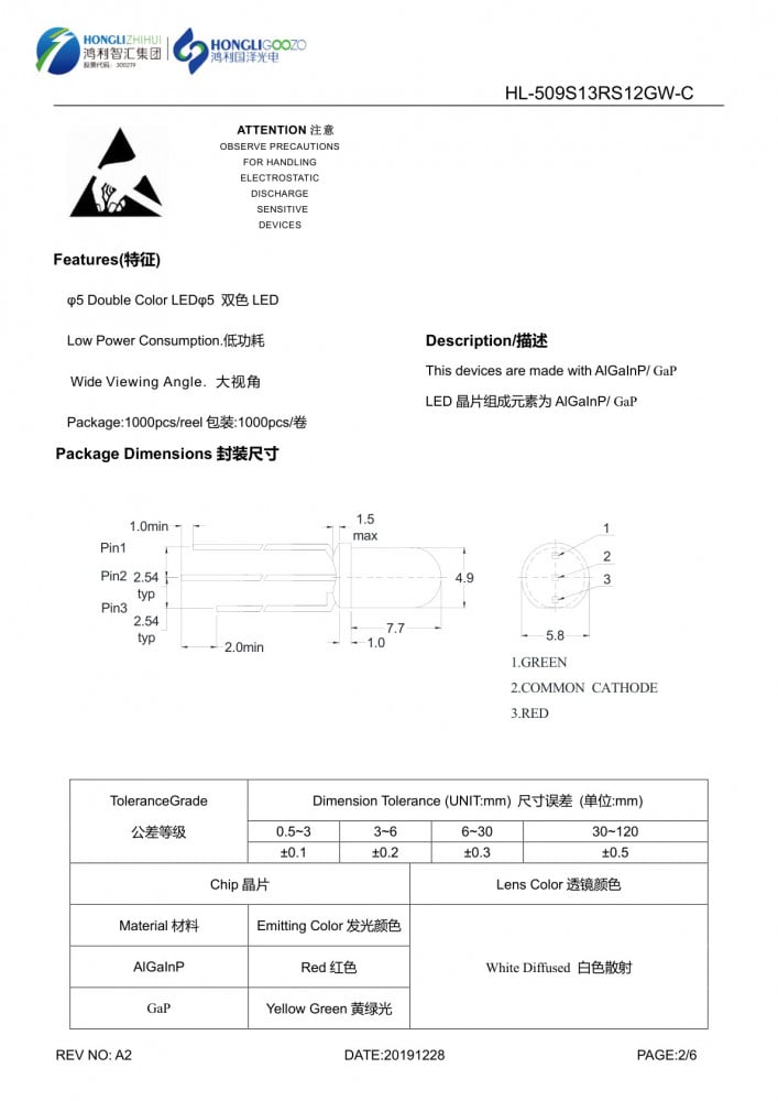 HL-509S13RS12GW-C datasheet page 2