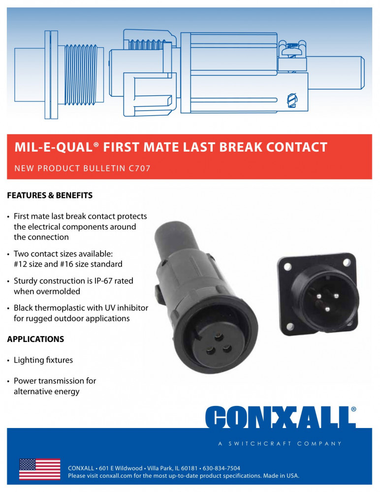 Switchcraft MIL-E-QUAL product bulletin page 1