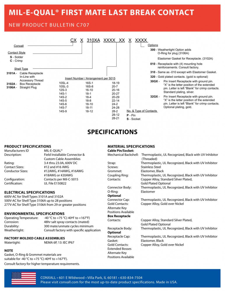 Switchcraft MIL-E-QUAL product bulletin page 2