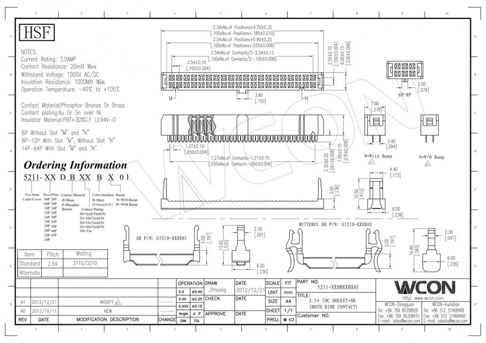 Wcon 5211 series technical drawing preview