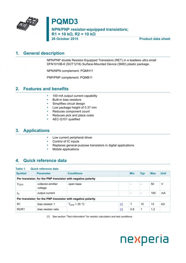 PQMD3Z datasheet page 1