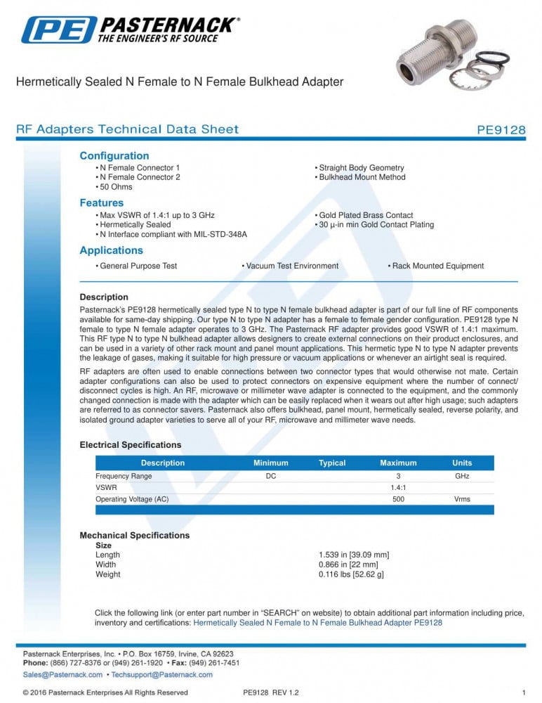PE9128 technical document page 1