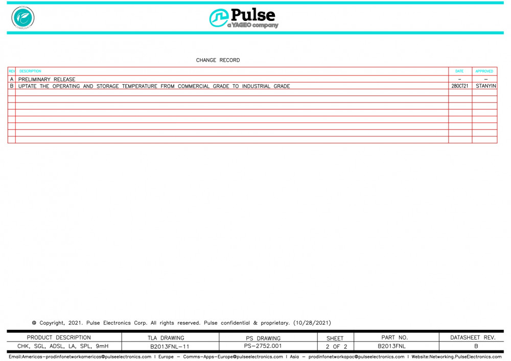 PULSE B2013FNL datasheet page 2