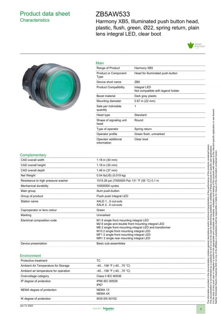 ZB5AW533 technical document page 1