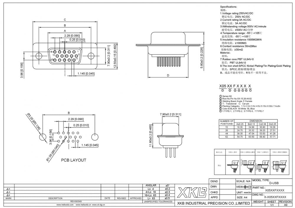 XKB Connection X0562FT7W5 technical drawing page