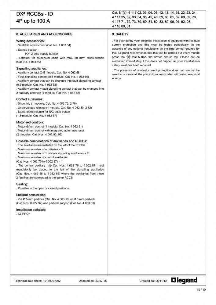 Legrand product documentation, page 10