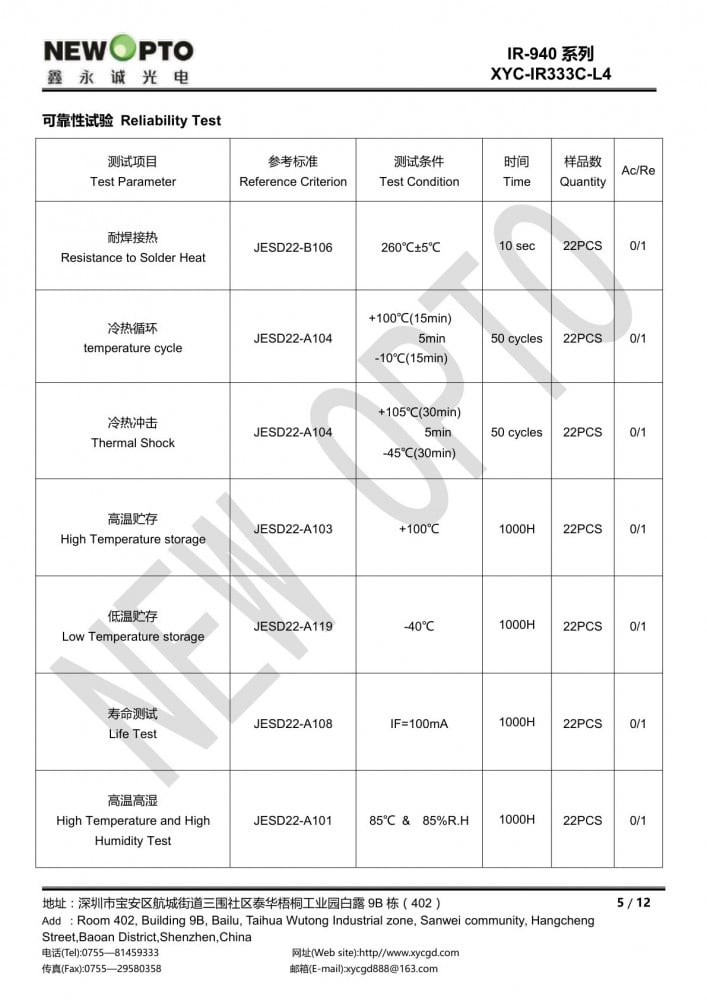 XYC-IR333C-L4 approval document page 5