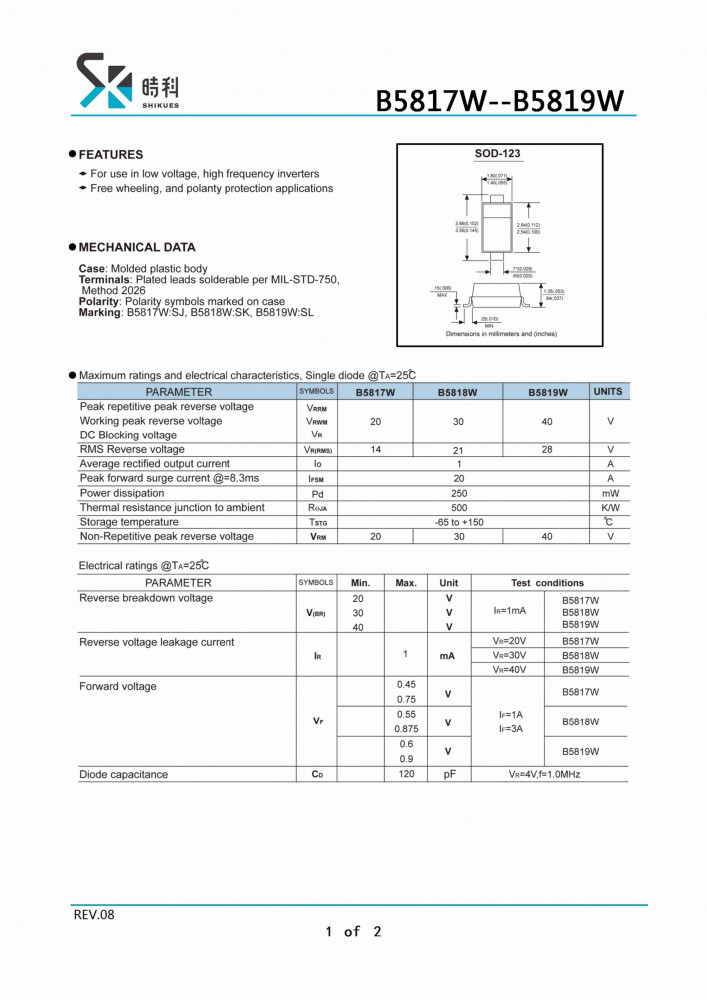 B5819W technical document page 1