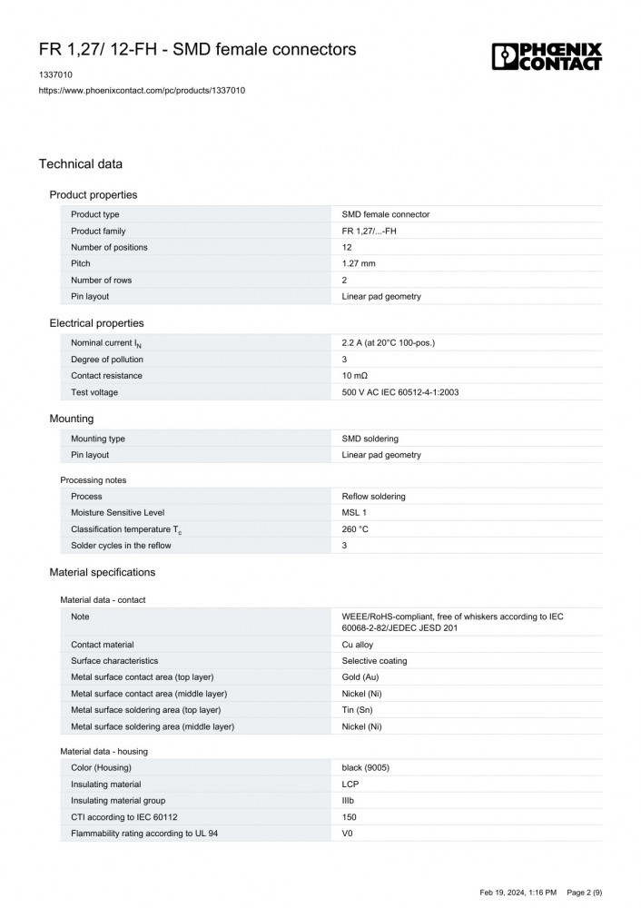 Phoenix Contact 1337010 technical document page 2