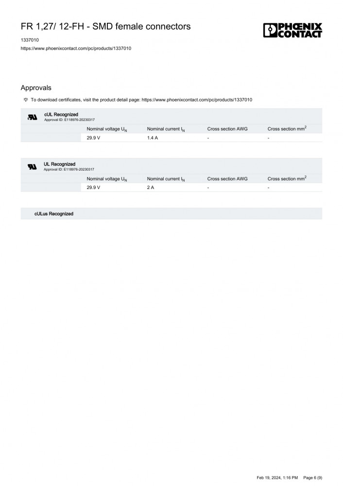 Phoenix Contact 1337010 technical document page 6