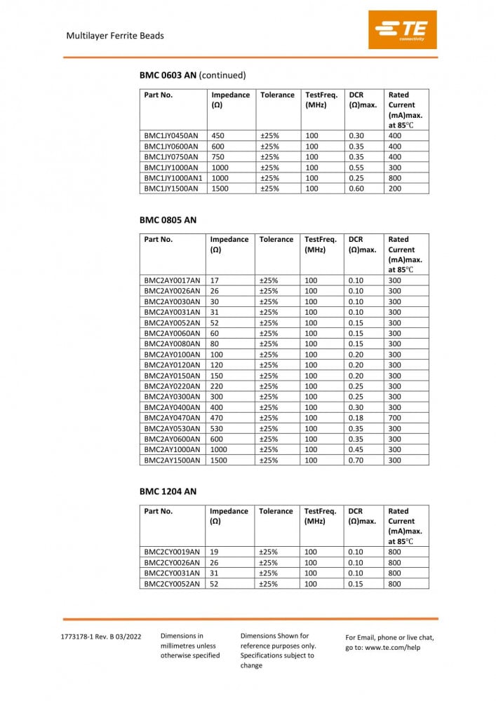 TE Connectivity BMC Series document page 3