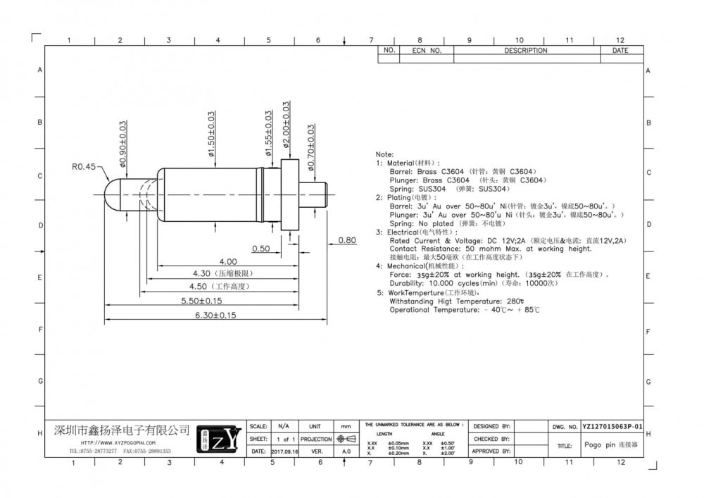 YZ127015063P-01 specification page 3