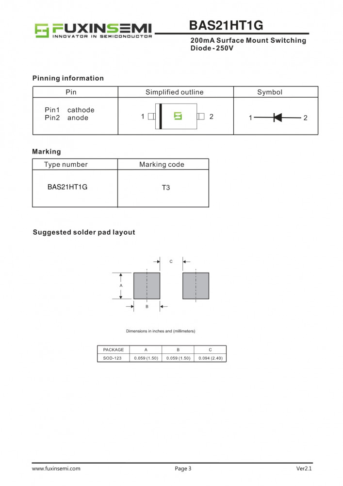 BAS21HT1G datasheet page 3
