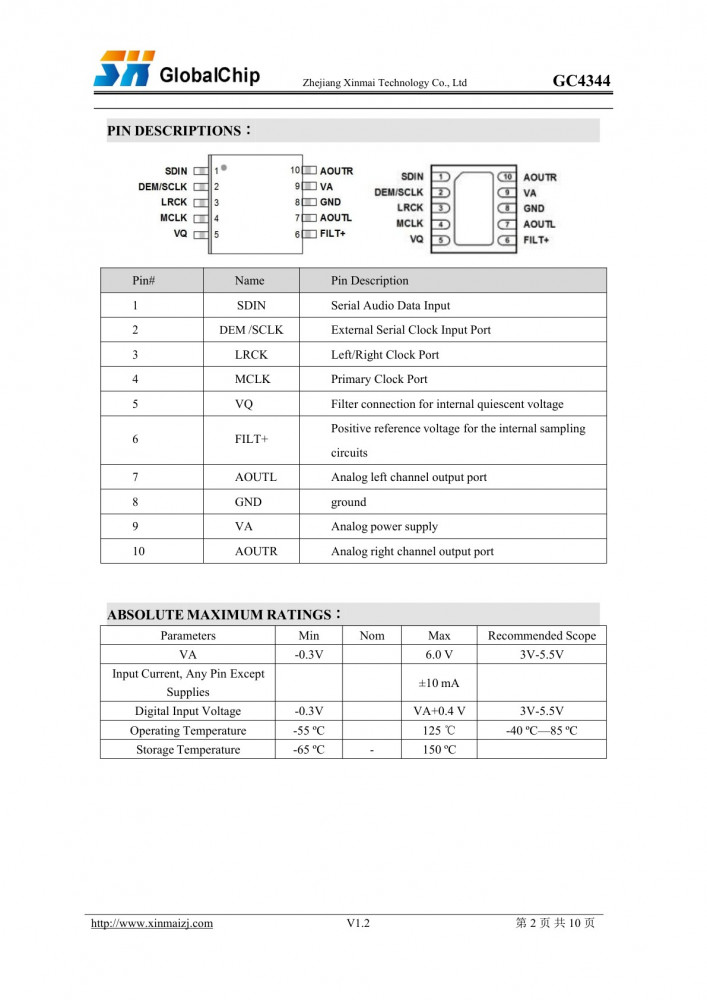 GC4344 datasheet page 2