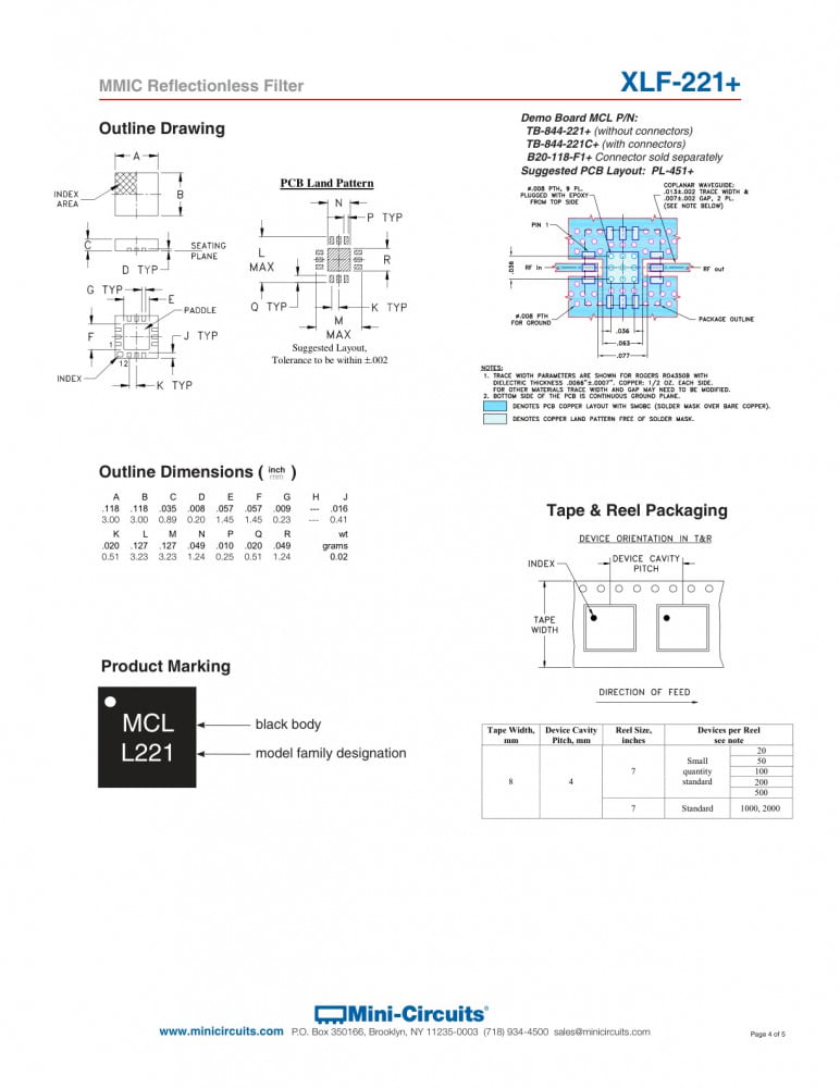 XLF-221+ datasheet page 4